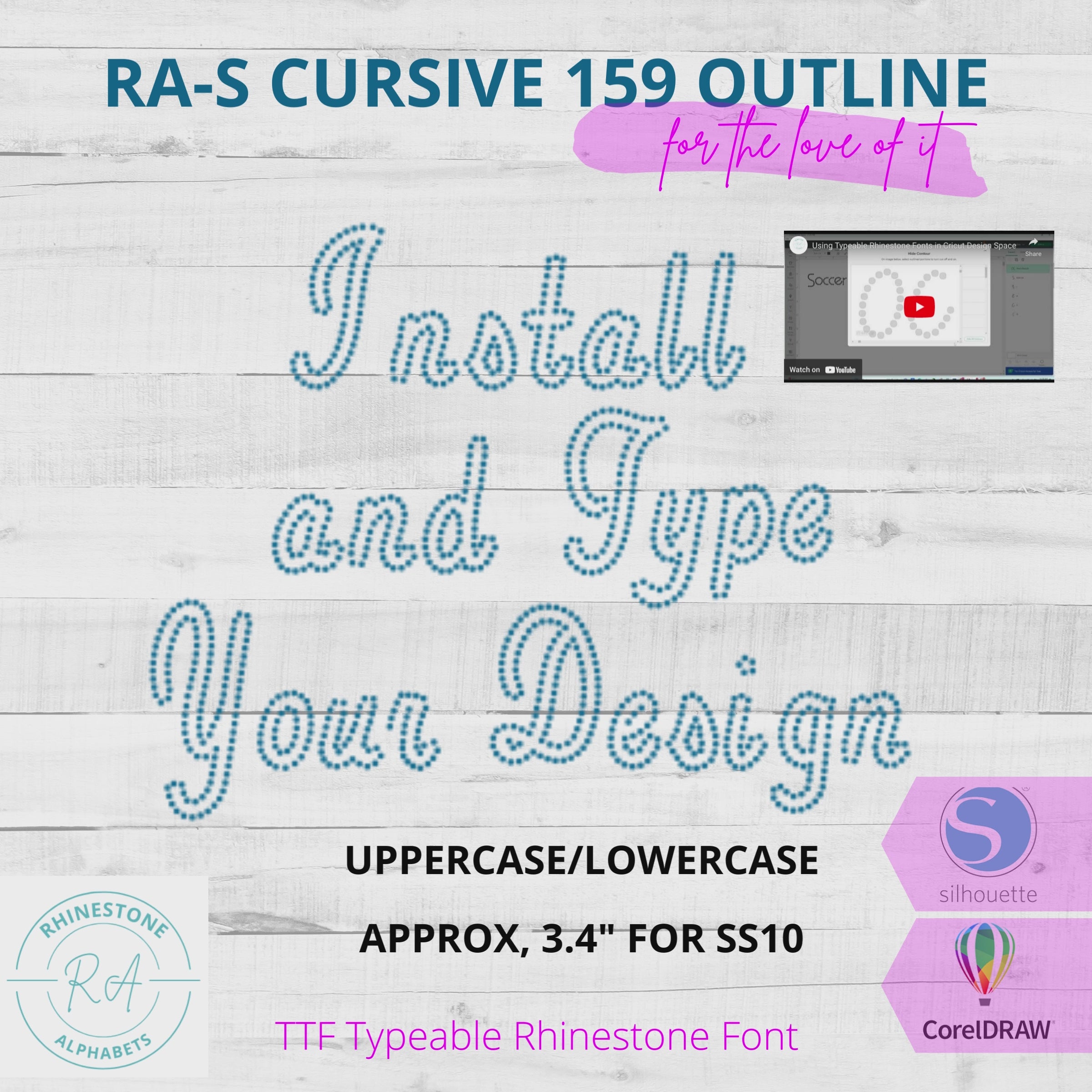 RA-S 159 Cursive Outline TTF Rhinestone Font – RhinestoneAlphabets