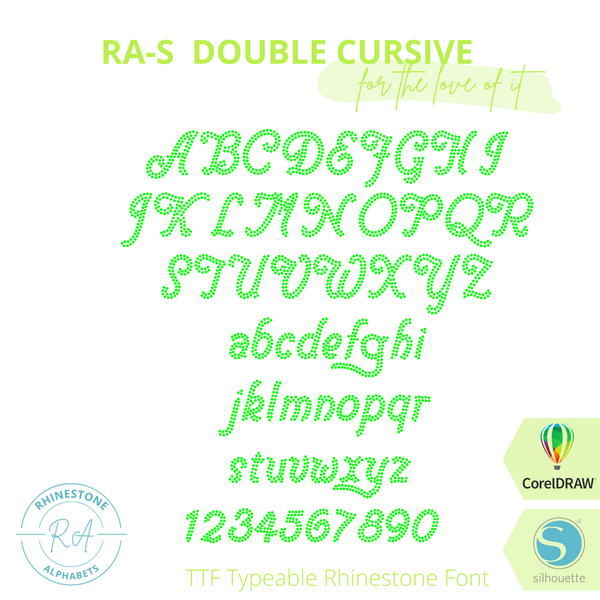 RA Double Cursive TTF Rhinestone Font – RhinestoneAlphabets
